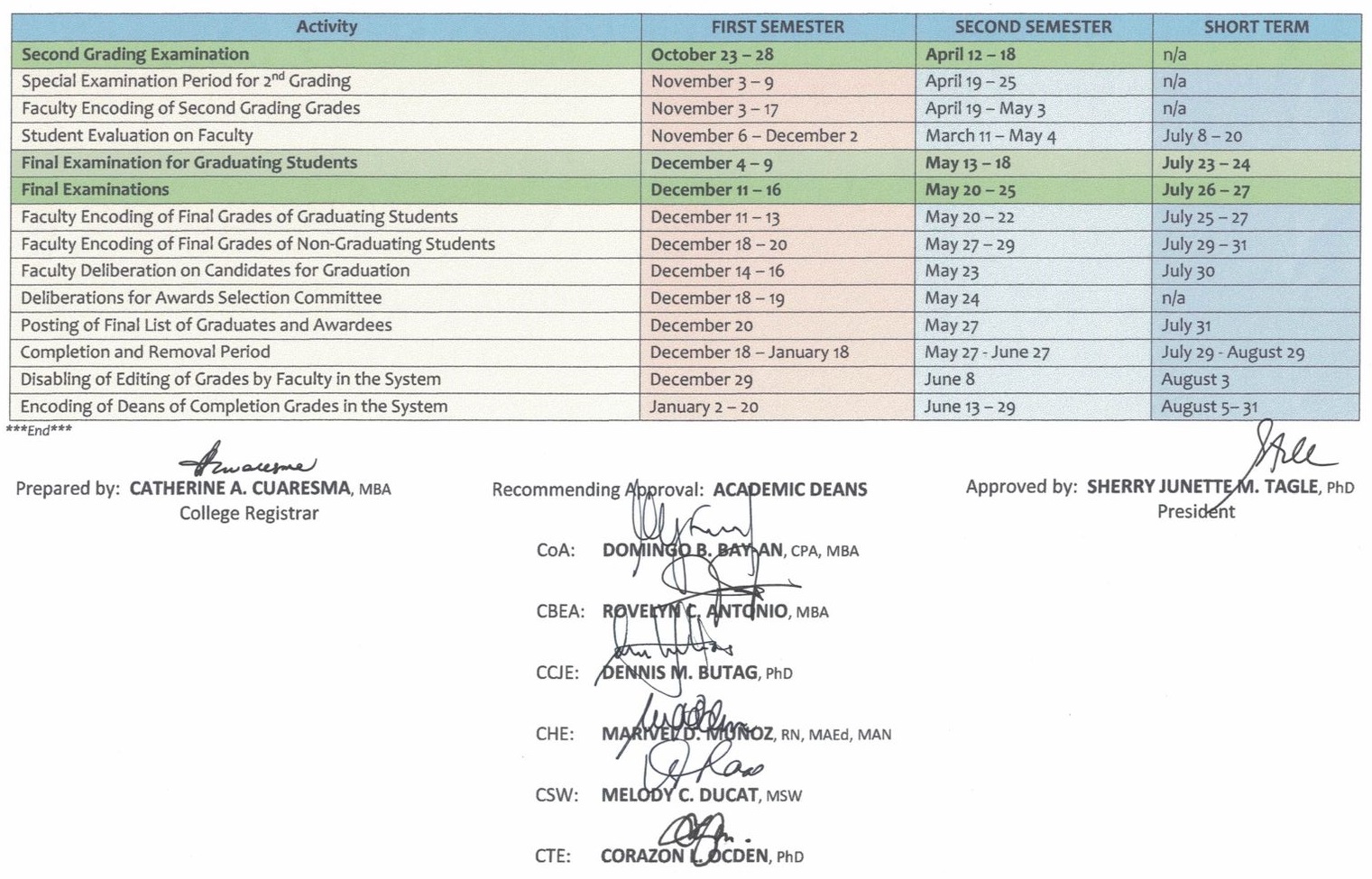 Academic and Activities Calendar 2023-2024 – Cordillera Career ...